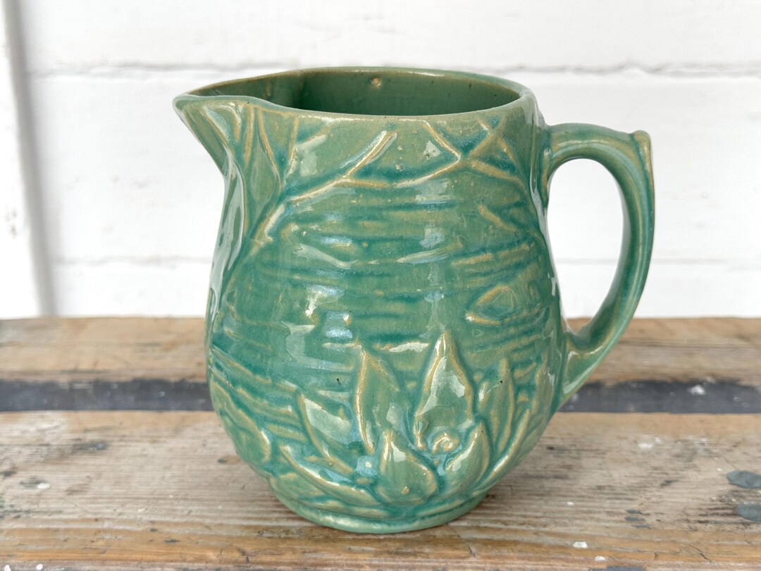Mccoy Little Pitcher ~ 1930s Turquoise Creamer ~ Nelson Mccoy Water ...