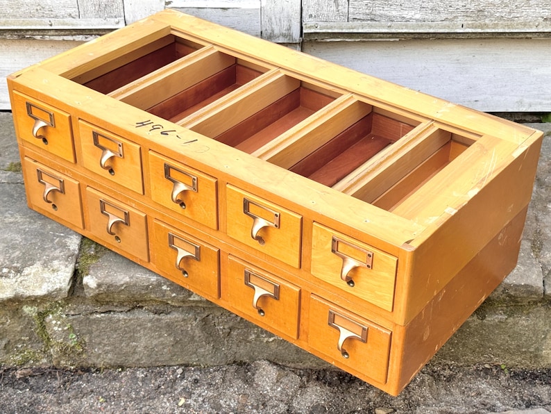 Card Catalog ~ Wood Library Card Catalog With 10 Drawers ~ Two 5 Drawer ...