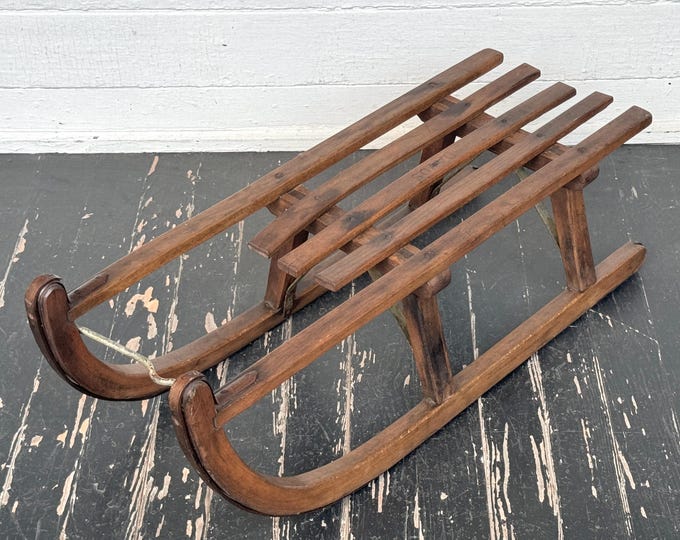 Swiss Wood Sled ~ DAVOS Sledge ~ Bentwood Slat Sled With Curved Iron ...