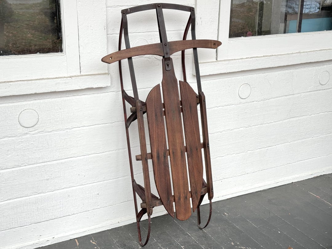 Sled Wooden Sled 40 Antique Sled Nicely Worn Wood Sled Vintage Sled ...