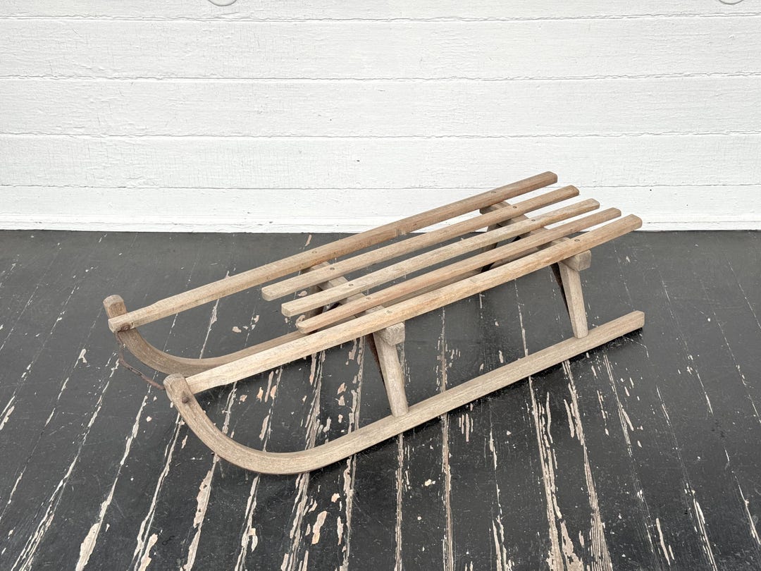 Swiss Wood Sled ~ DAVOS Sledge ~ Bentwood Slat Sled With Curved Iron ...