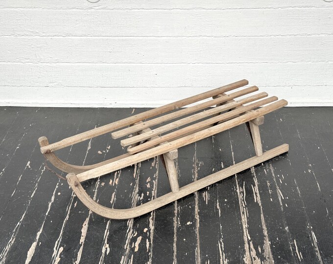 Swiss Wood Sled ~ DAVOS Sledge ~ Bentwood Slat Sled With Curved Iron ...