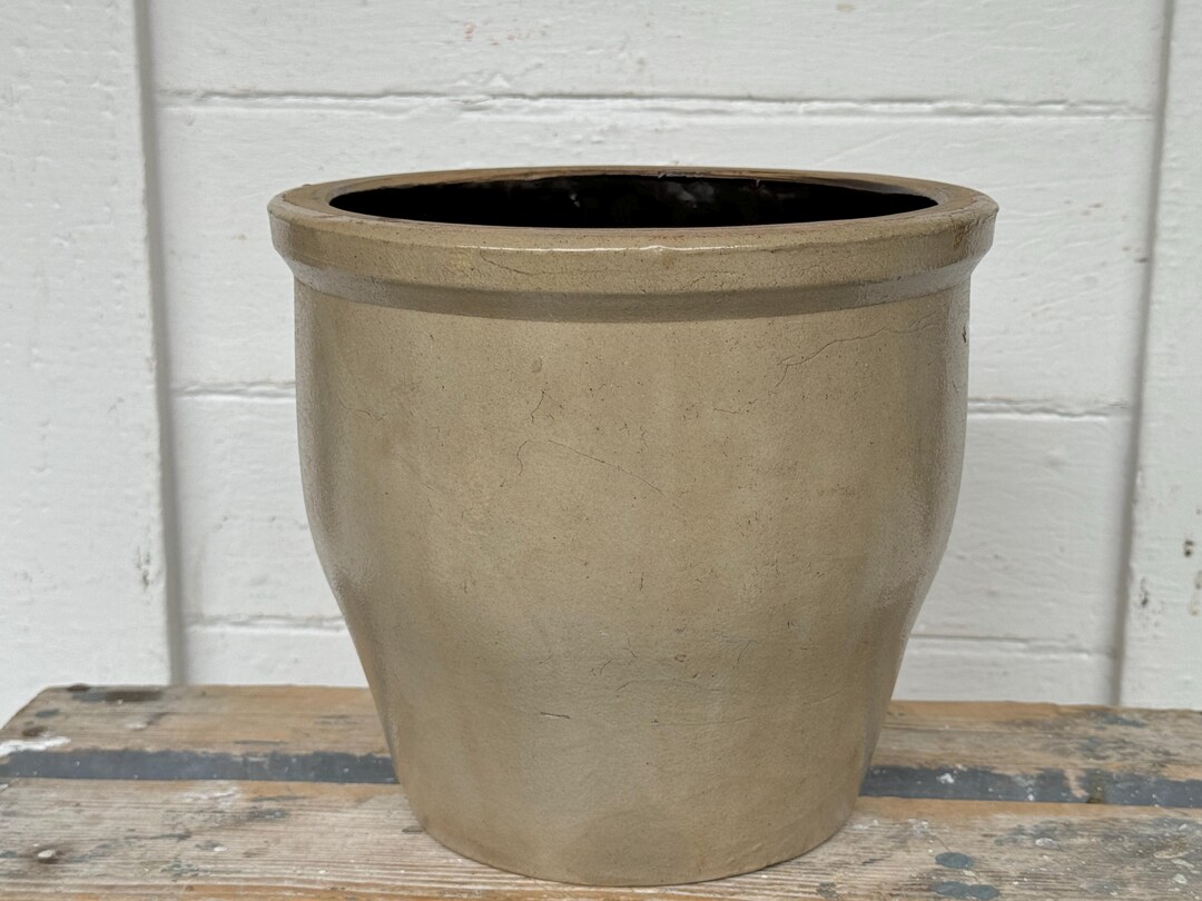Antique Crock ~ Salt Glazed Crock ~ Stoneware Planter Pot With Great ...
