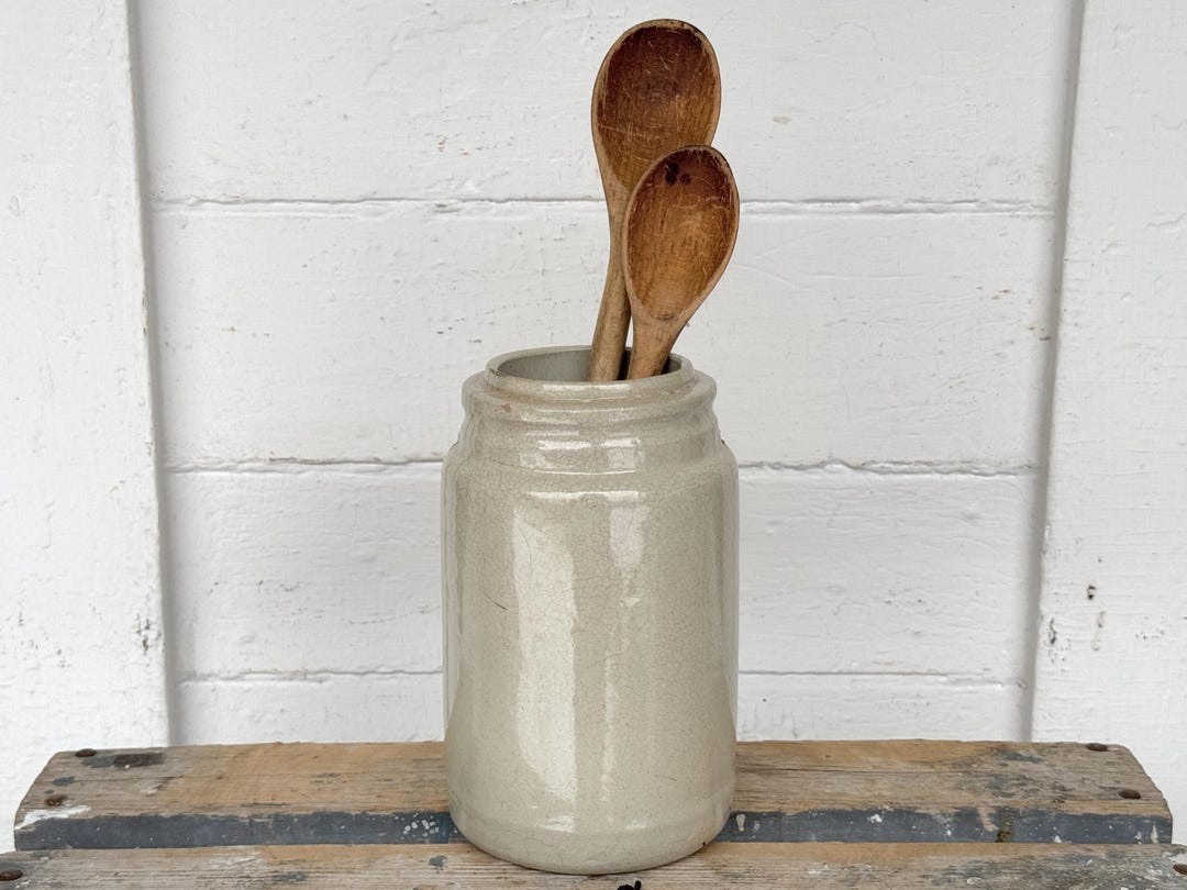 Crock ~ Little Stoneware Crock ~ Thick Walled Small Crock ~ Flower Vase ...