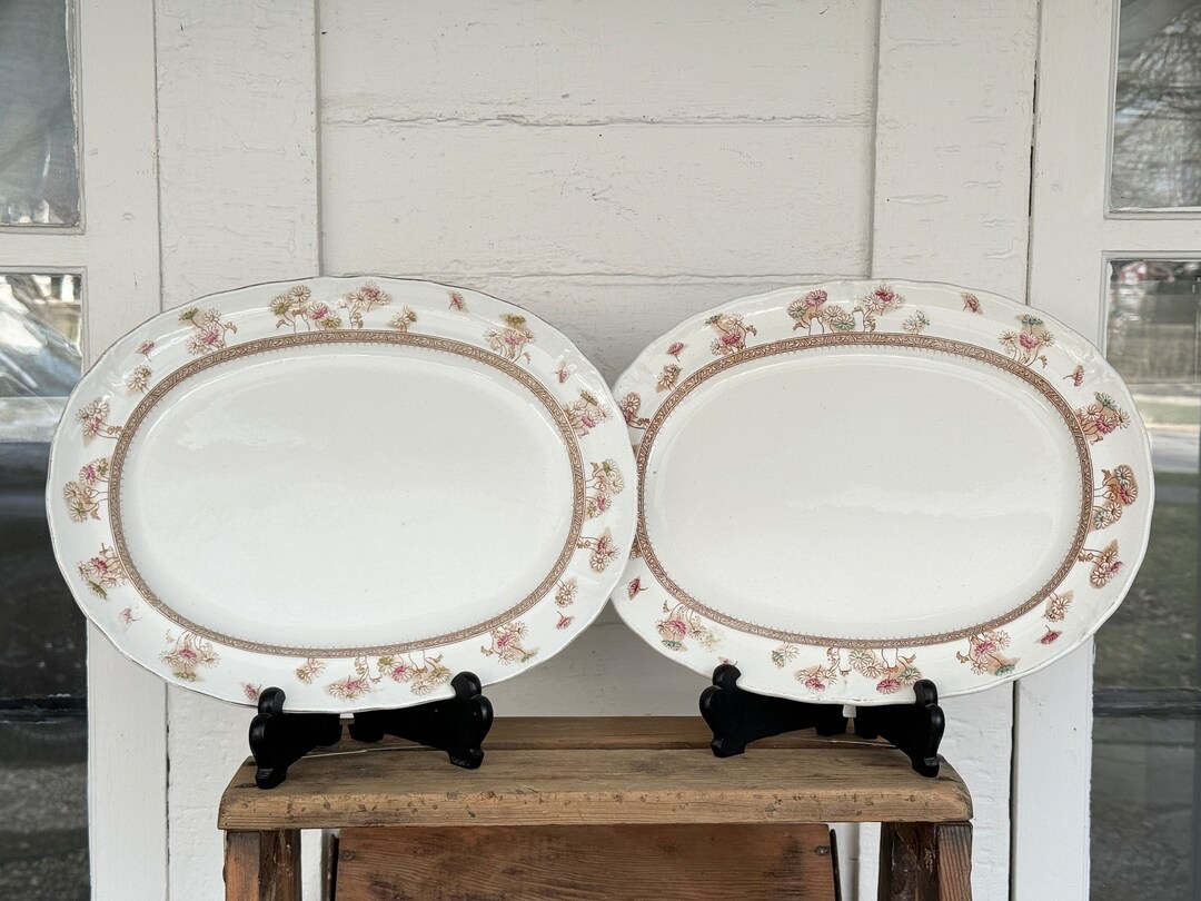 2 Antique Ironstone Platters ~ Matching Ironstone Platters From England ...