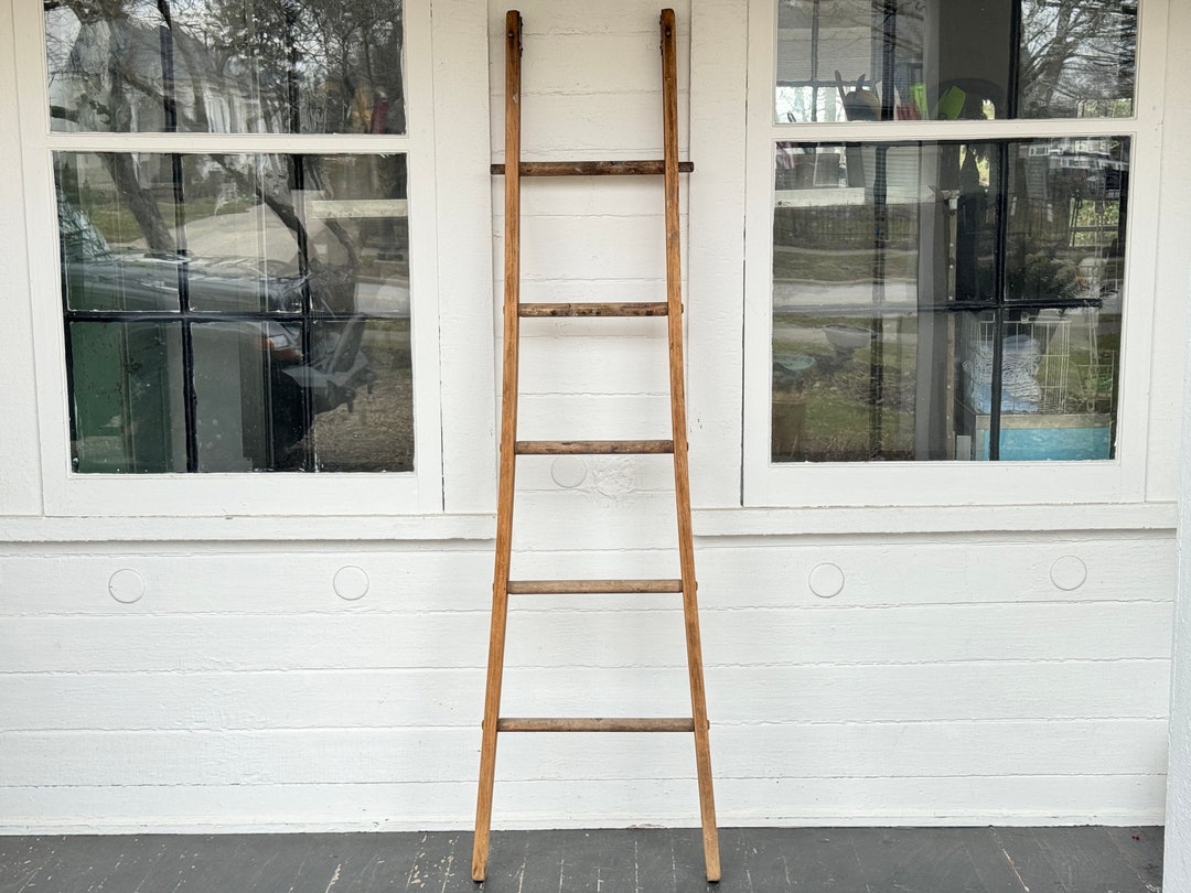 Wood Ladder Authentic Stackable Wood Ladder Vintage Wooden Ladder From ...