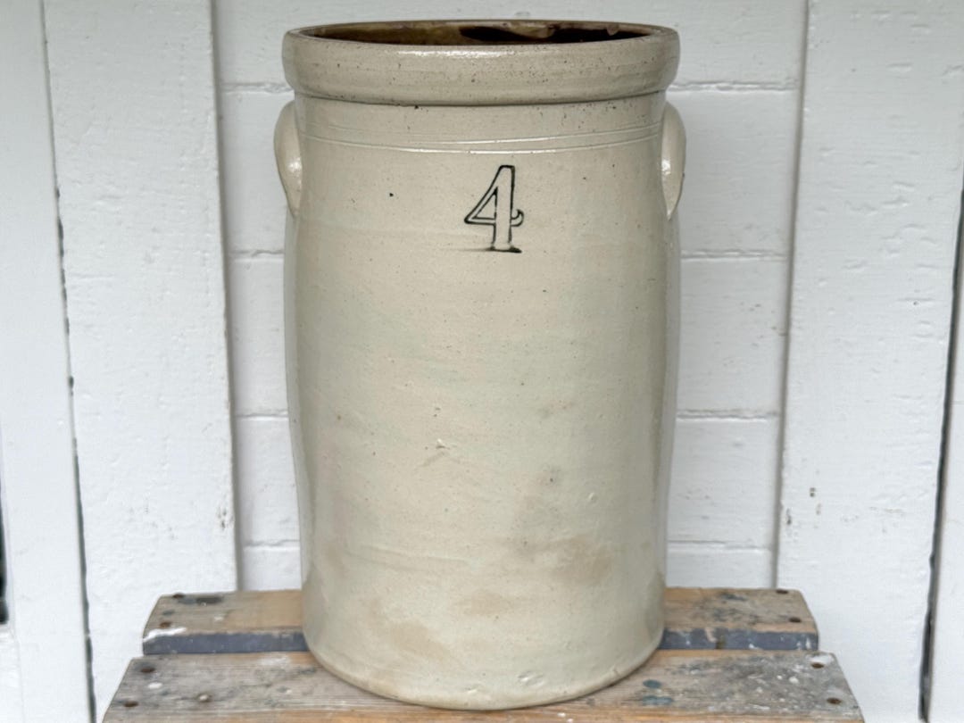 Antique Crock ~ 4 Gallon Crock With Handles ~ Unusual Large Crock ...