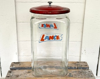 Lance Jar Vintage Lance Countertop Store Display Large Glass Jar With ...