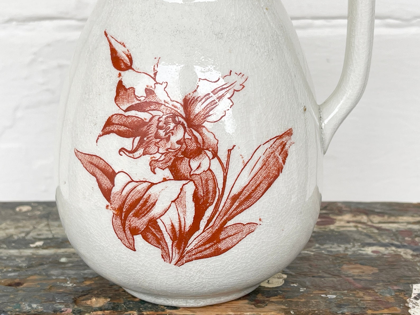 Ironstone Pitcher 6 Red Transferware on Ironstone - Etsy