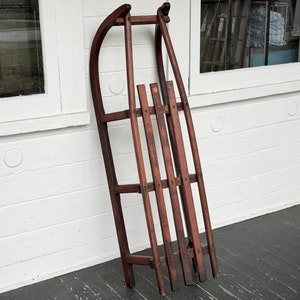 Antique Sled Large Bentwood Slat Sled With Curved Iron Lined Runners 45 ...