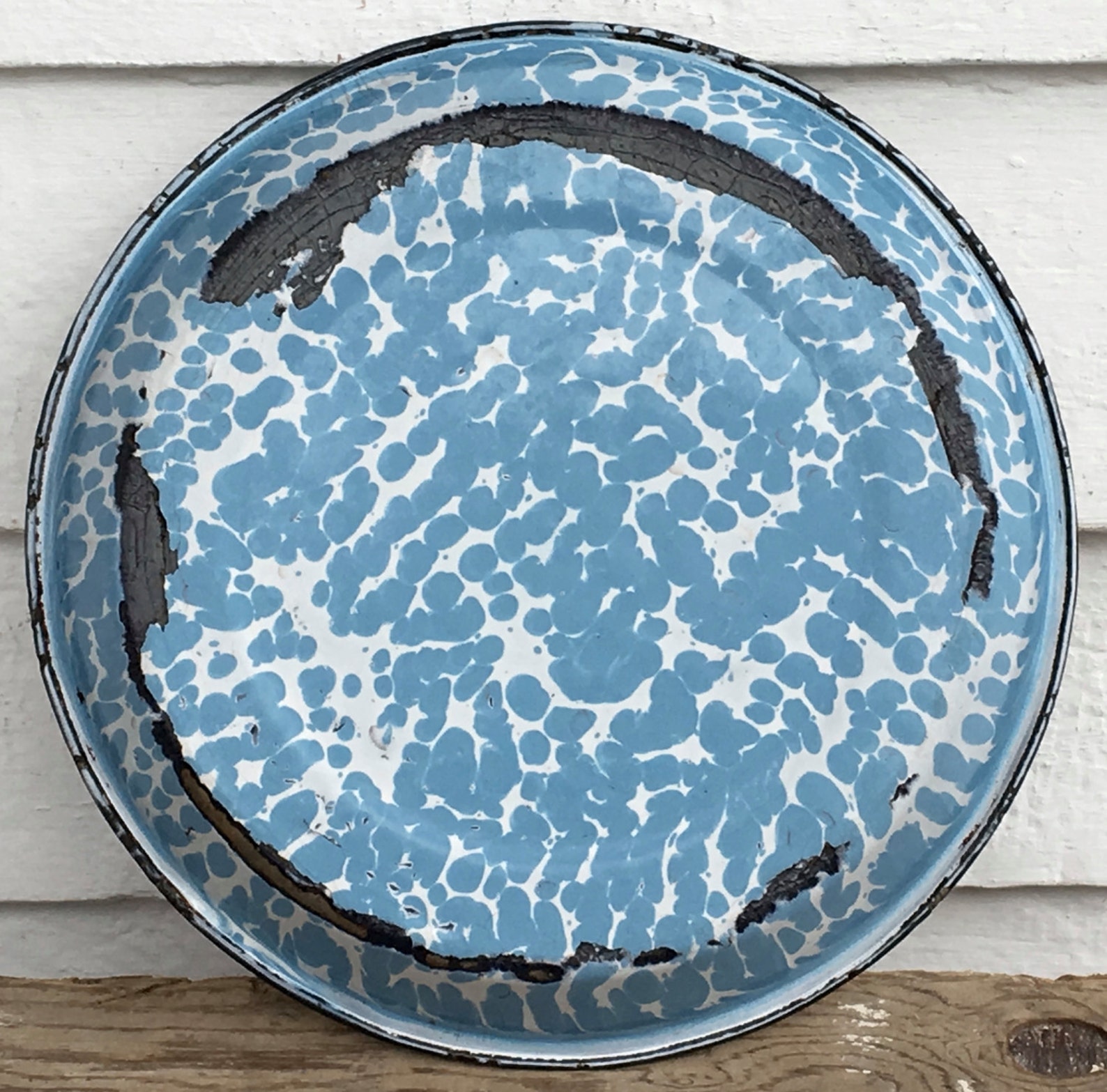 Blue Graniteware Pie Pan 9 3/4 Antique Graniteware Pie - Etsy