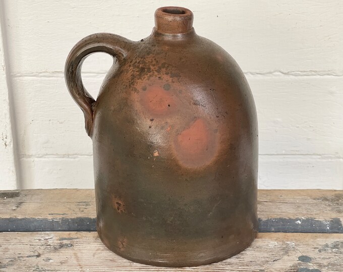 Antique Jug ~ Salt Glazed Jug ~ 8" Tall Whiskey Jug ~ Primitive ...