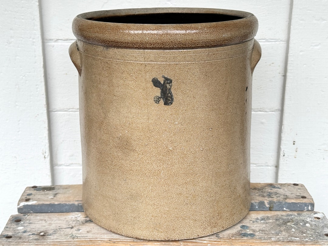 Antique Crock ~ 3 Gallon Crock ~ 1800s Salt Glazed Crock ~ Great Patina ...