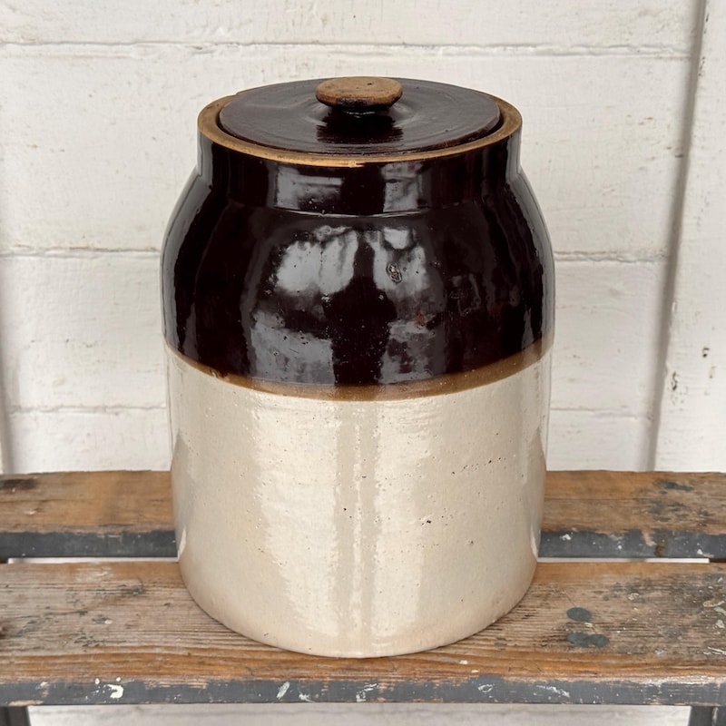 Antique Crock Canister - Etsy