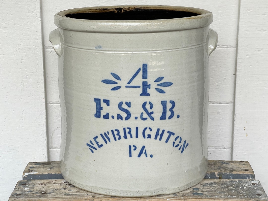 Rare Antique Crock ~ ES&B in Newbrighton, PA ~ 4 Gallon Crock W ...