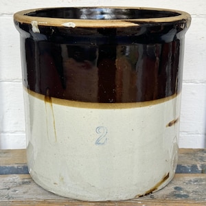 Antique Crock 2 Gallon Crock Vintage Crock With Drilled Hole in the ...