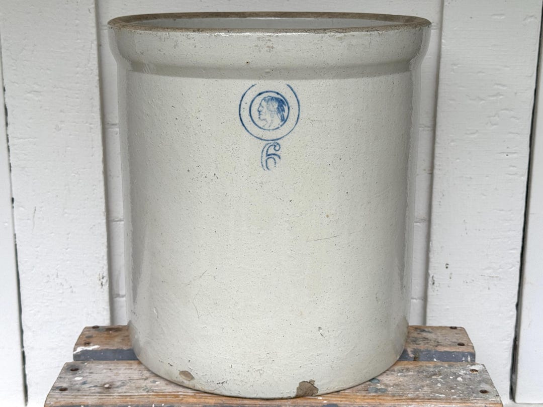 Rare Crock ~ Blue Indian Head Crock ~ Antique 6 Gallon Louisville ...