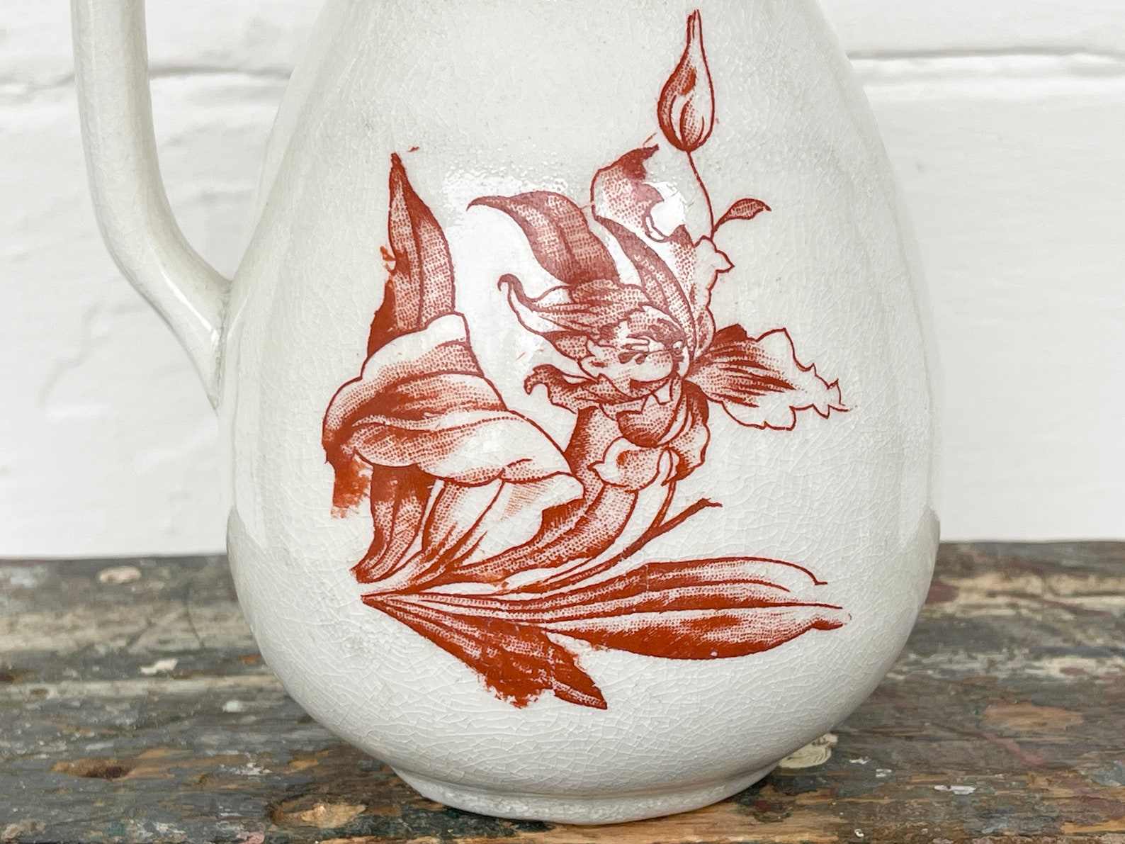 Ironstone Pitcher 6 Red Transferware on Ironstone - Etsy