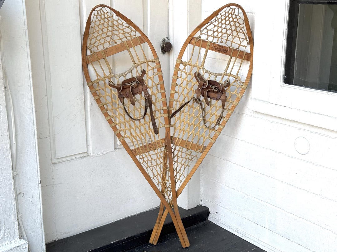 Snow Shoes ~ 47" Vintage Canadian Torpedo Snowshoes From Quebec, Canada ...