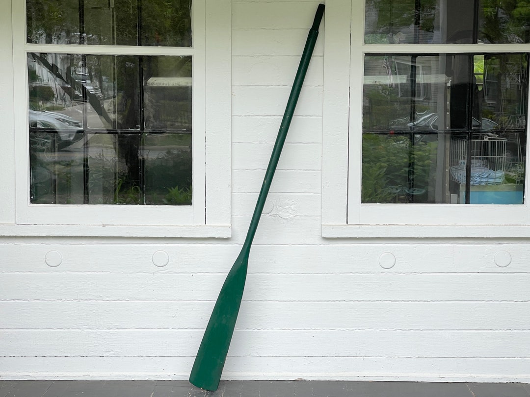 Wood Paddle With Dark Green Paint ~ 72" Wooden Paddle ~ Worn Wood Canoe ...