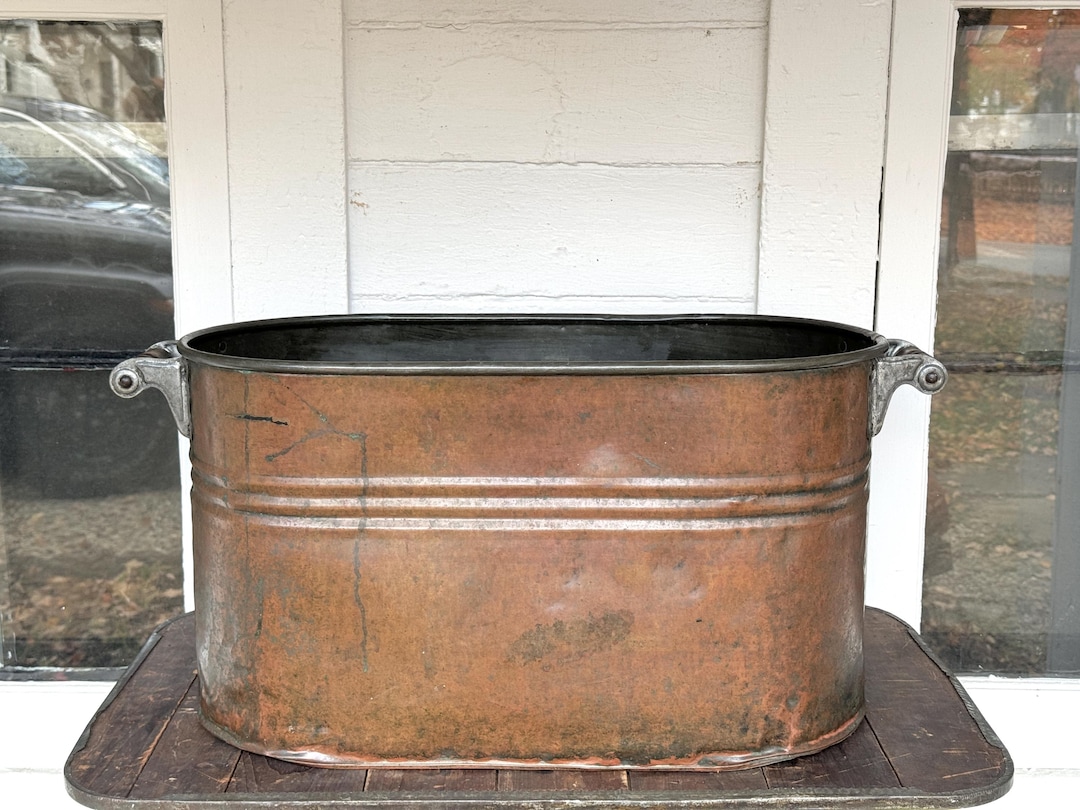 Copper Tub ~ Farmhouse Antiques ~ Authentic Copper Boiler ~ Large ...