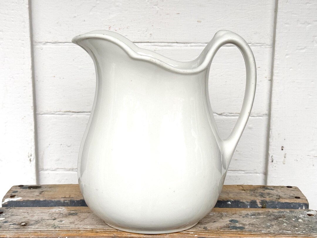 White Ironstone Pitcher American Ironstone Milk Pitcher Shenango ...
