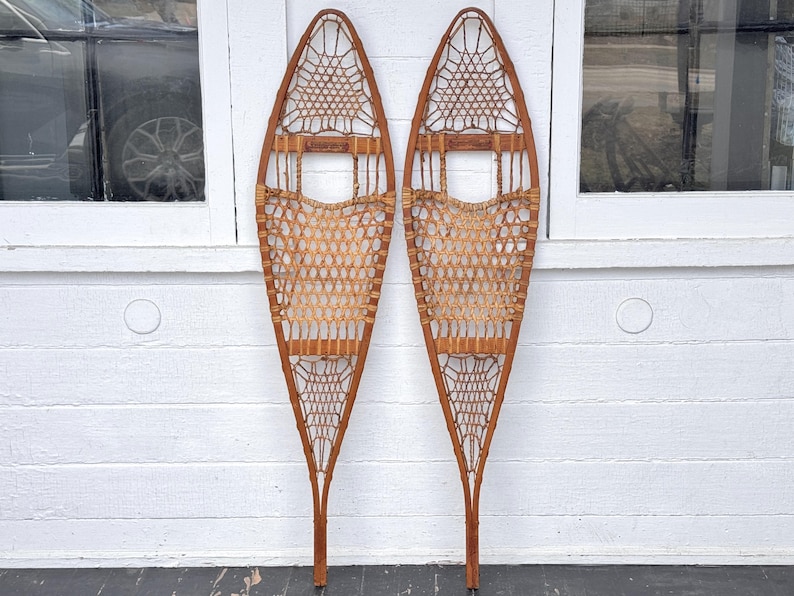 Antique Snow Shoes ~ the Tubbs Snowshoe ~ Large Trail Snowshoes ~ Wood ...