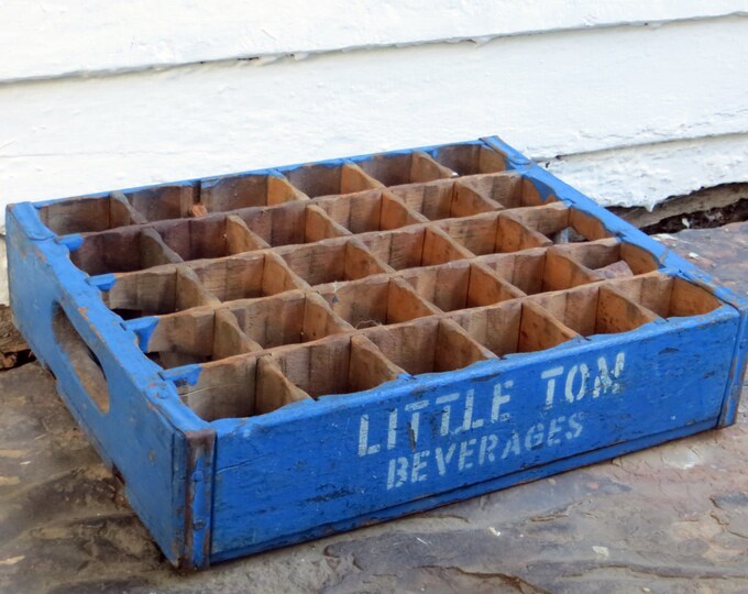 Rustic Blue Wood Soda Crate ~ Little Tom Beverages ~ Pop Bottle Crate ...