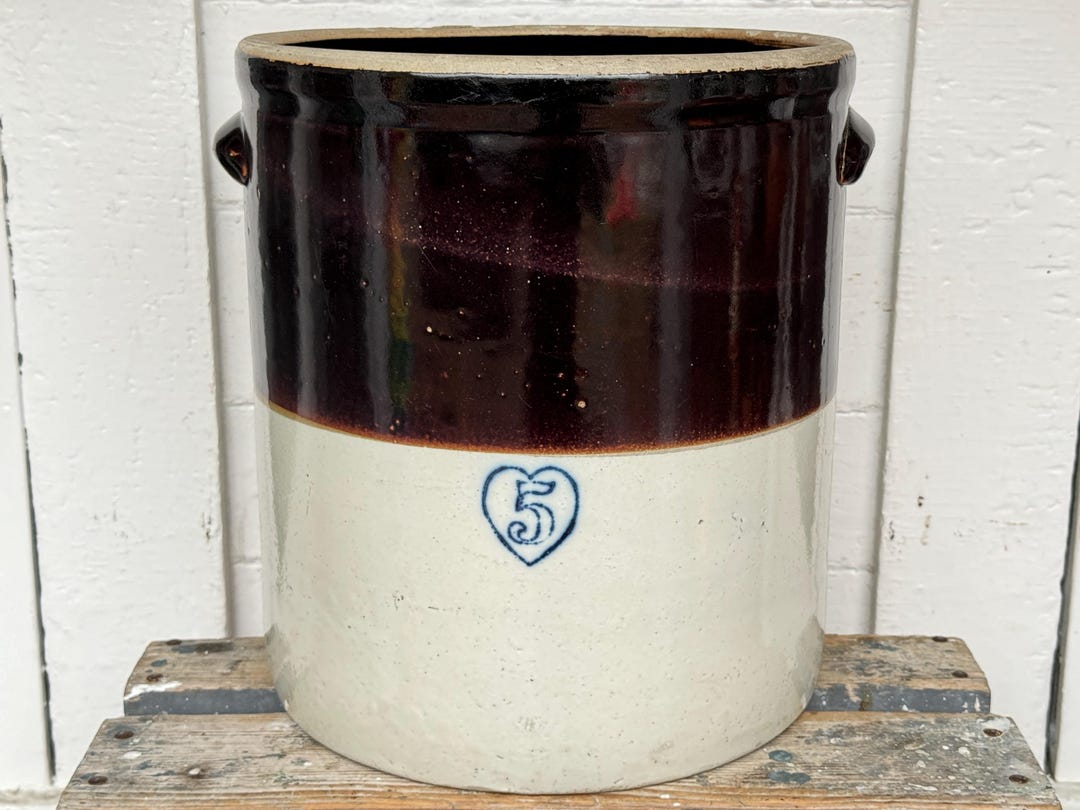 Antique Crock 5 Gallon Burley & Winter Crock With Handles Large ...