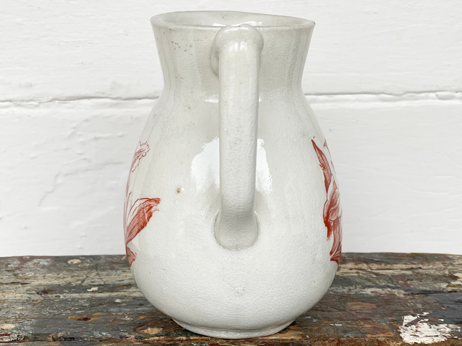 Ironstone Pitcher 6 Red Transferware on Ironstone - Etsy