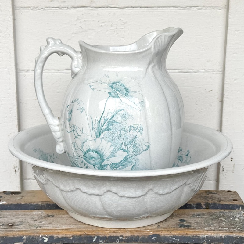 Antique Wash Basin and Pitcher - Etsy