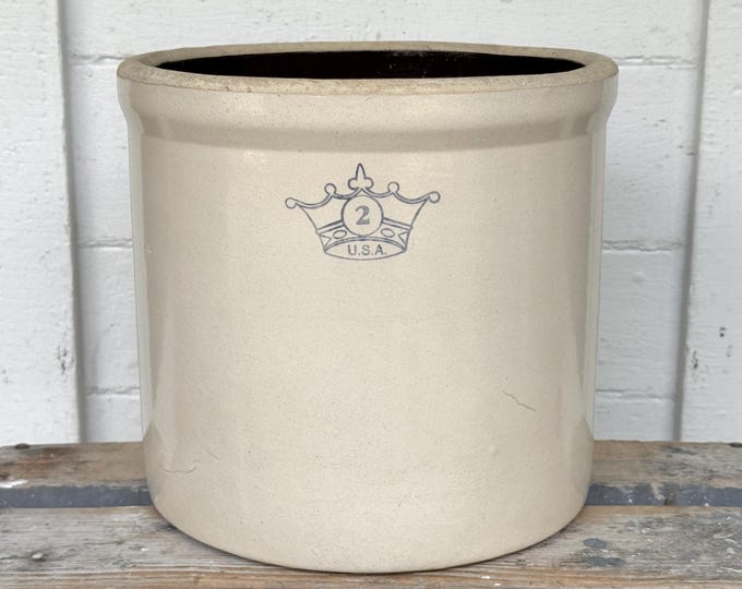 Vintage Crock ~ 2 Gallon Blue Crown Crock ~ Ransbottom Brothers Crock ...