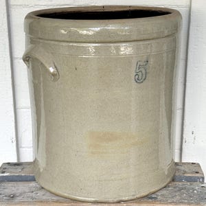 Antique Crock ~ 5 Gallon Crock With Ear Handles ~ Salt Glazed Large ...