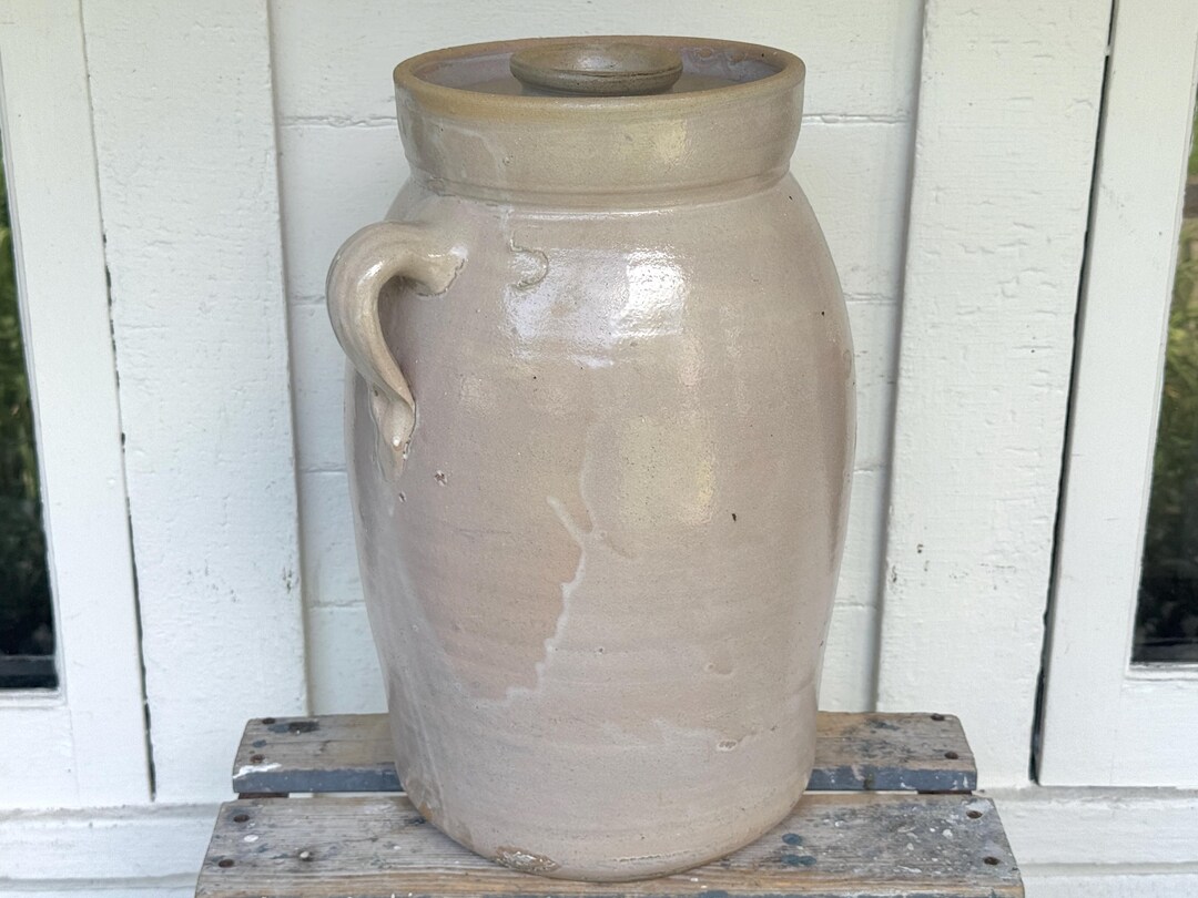 Antique Crock ~ 5 Gallon Butter Churn Crock With Handle ~ Primitive ...
