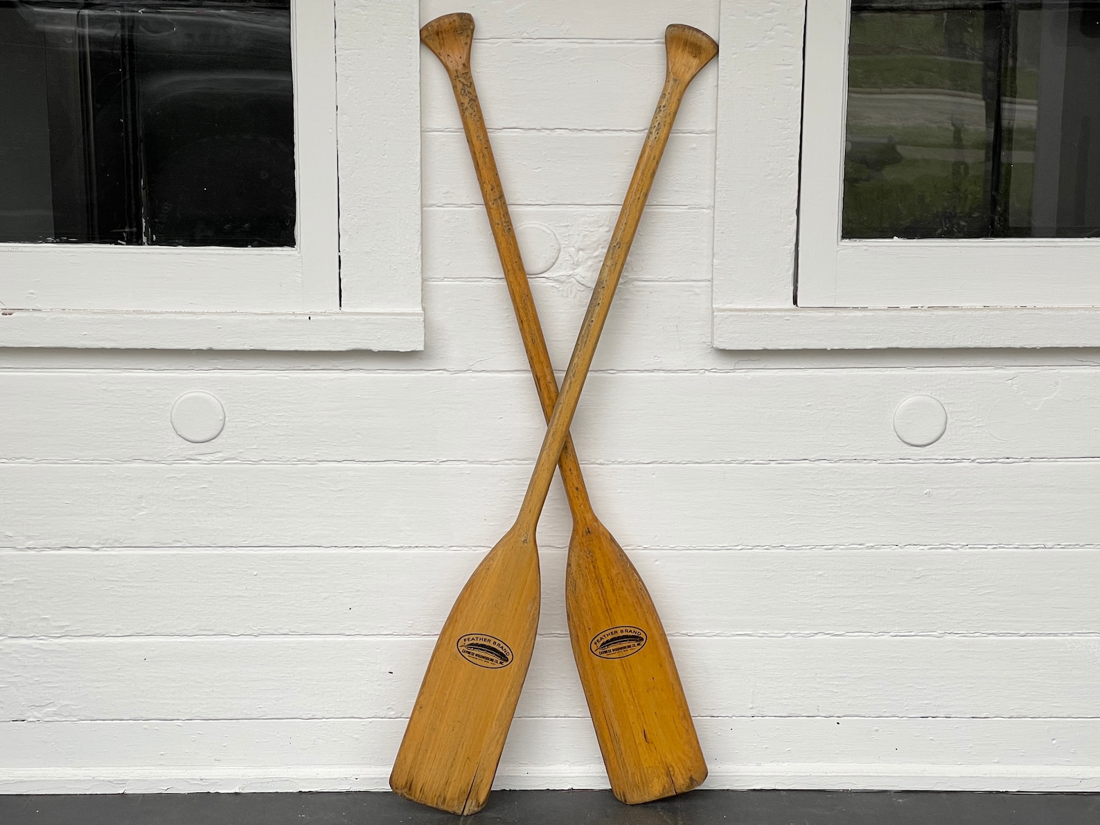 Pair of oars matching 47 wooden oars Feather Brand | Etsy