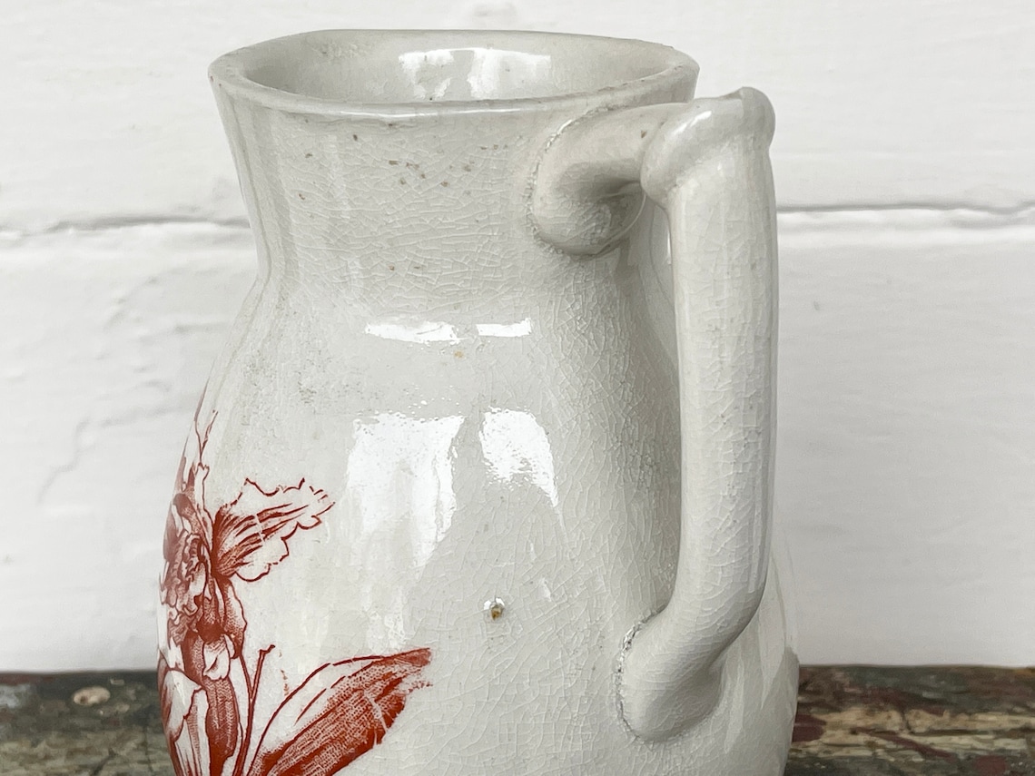 Ironstone Pitcher 6 Red Transferware on Ironstone - Etsy