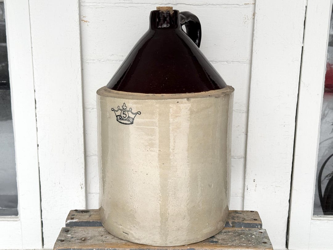 Vintage Jug ~ 5 Gallon Blue Crown Jug ~ Ransbottom Brothers Stoneware ...