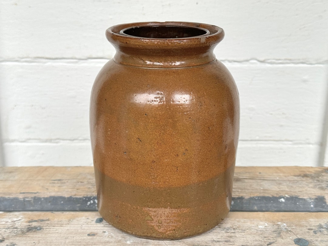 Vintage Crock ~ 6" Handmade ~ Early Survivor ~ Small Primitive Crock ...