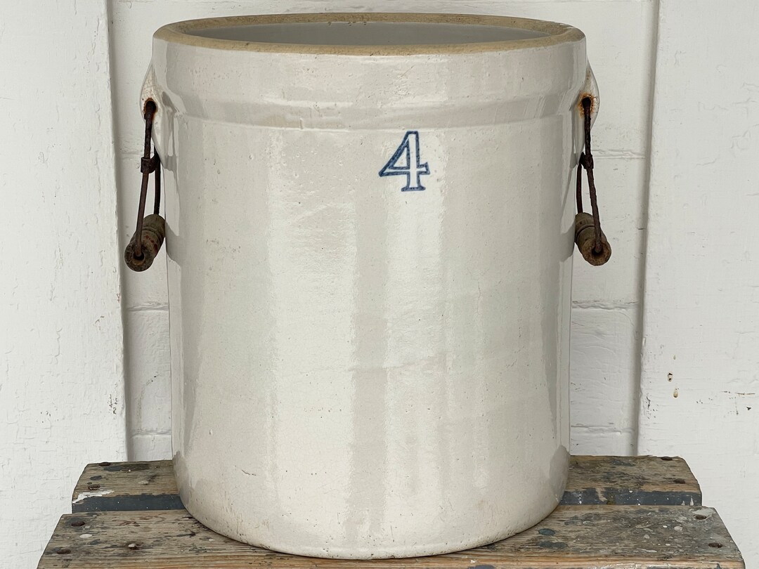 Crock With Wood Handles 4 Gallon Crock With Worn Wooden - Etsy