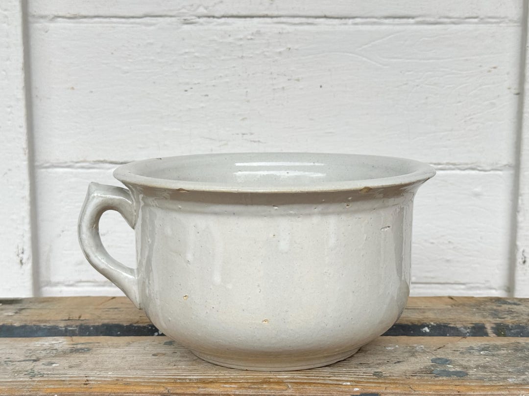 Stoneware Chamber Pot ~ Antique Stoneware Crock With Handle ~ Old ...