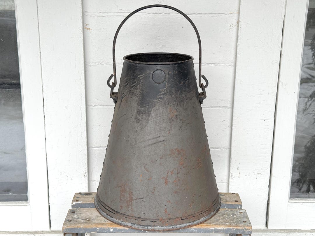 Antique Milk Pail ~ Conical Milk Bucket ~ Antique Milk Churn With Bail ...