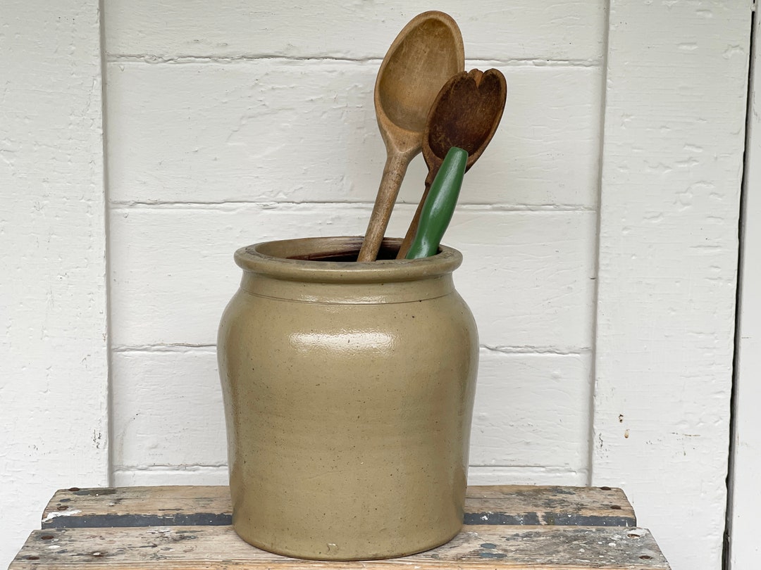 Antique Crock ~ Primitive Handmade Crock ~ Salt Glazed Crock ~ Great ...