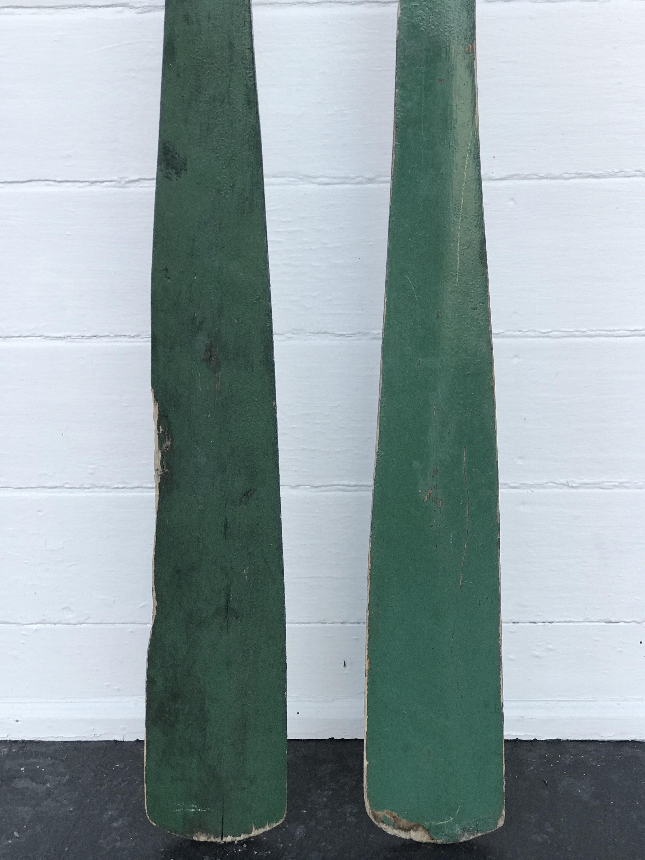 Antique handmade oars 78 green wooden paddles wood | Etsy