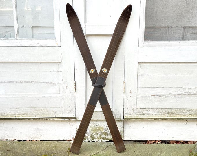 Antique Wood Skis ~ Rare Western Flyer Skis ~ Antique 46" Skis With the ...