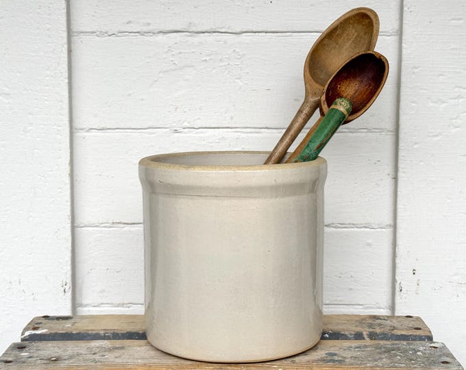 Antique Crock ~ Thick-walled 7" Crock ~ Utensil Crock ~ Vintage ...