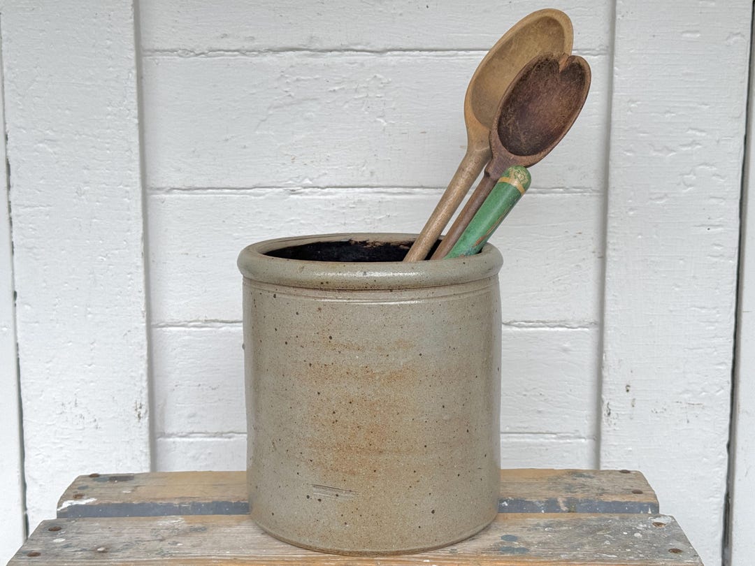 Antique Crock ~ 1800s Salt Glazed Crock ~ an Early Crock ~ Utensil ...