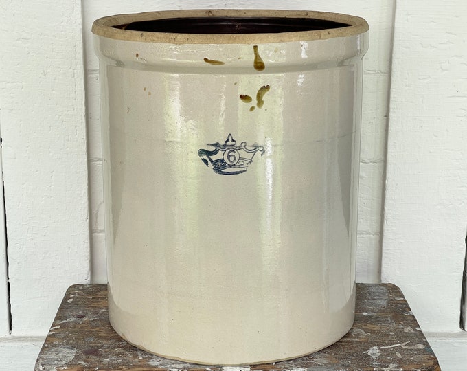 Vintage Crock ~ Rare 6 Gallon Blue Crown Crock ~ Ransbottom Brothers ...