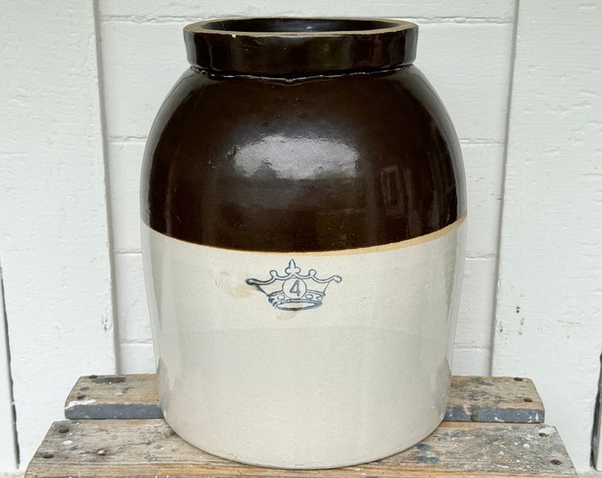 4 Gallon Blue Crown Crock ~ Ransbottom Brothers Stoneware Crock ...