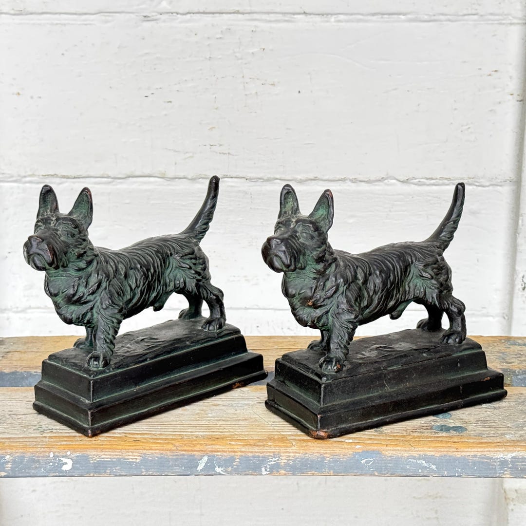 1920s Scottish Terrier Bookends Pompeian Bronze Co, New York City ...