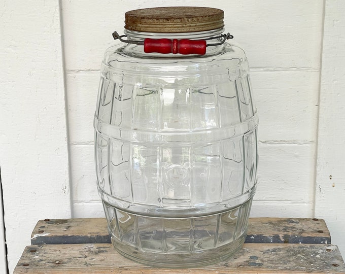 Pickle Jar With Wooden Handle & Lid ~ 13" Glass Jar ~ Big Glass Pickle ...